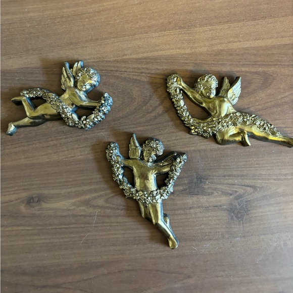 Accents | Vintage Homeco Syroco Set Of Hanging Brass Gold Cherubs ...